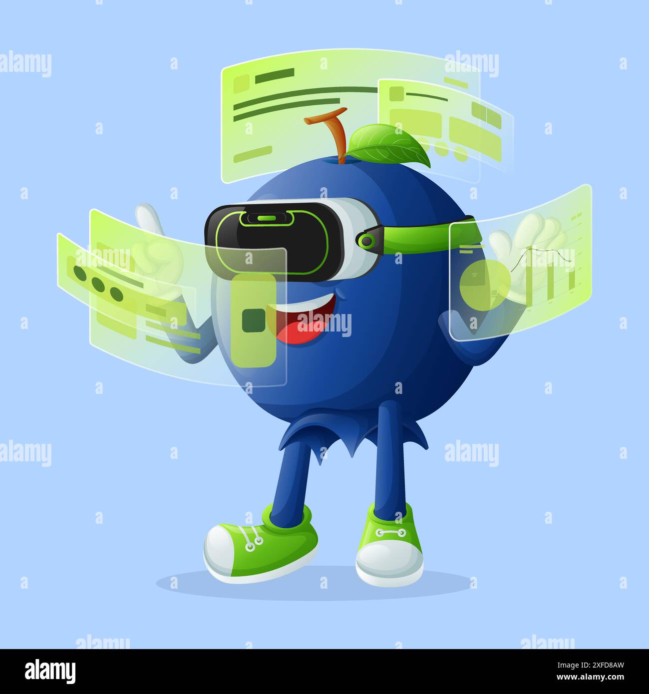 Cute blueberry character in metaverse. Perfect for kids, merchandise ...