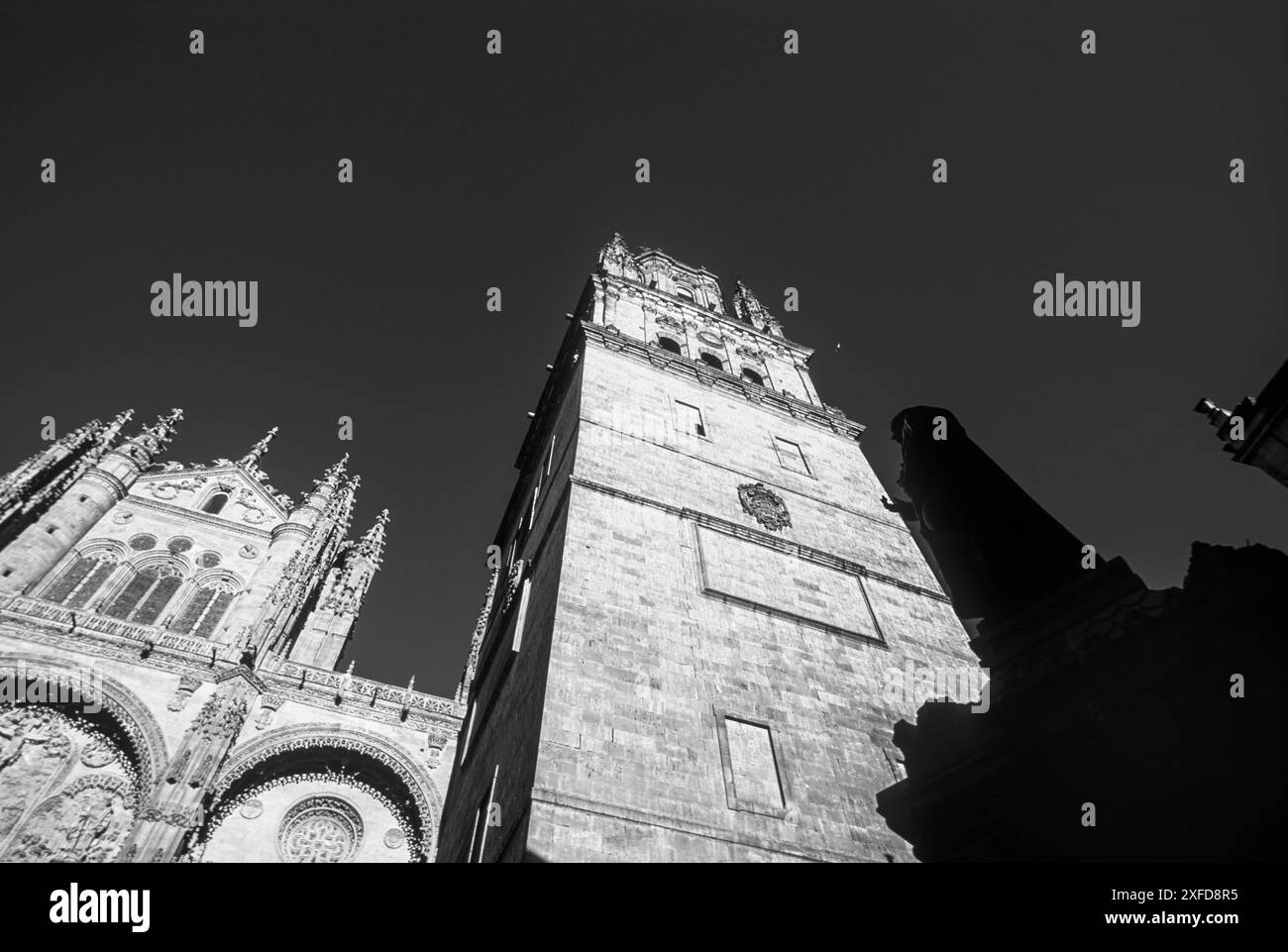 Old cathedral tower salamanca castilla león Black and White Stock ...
