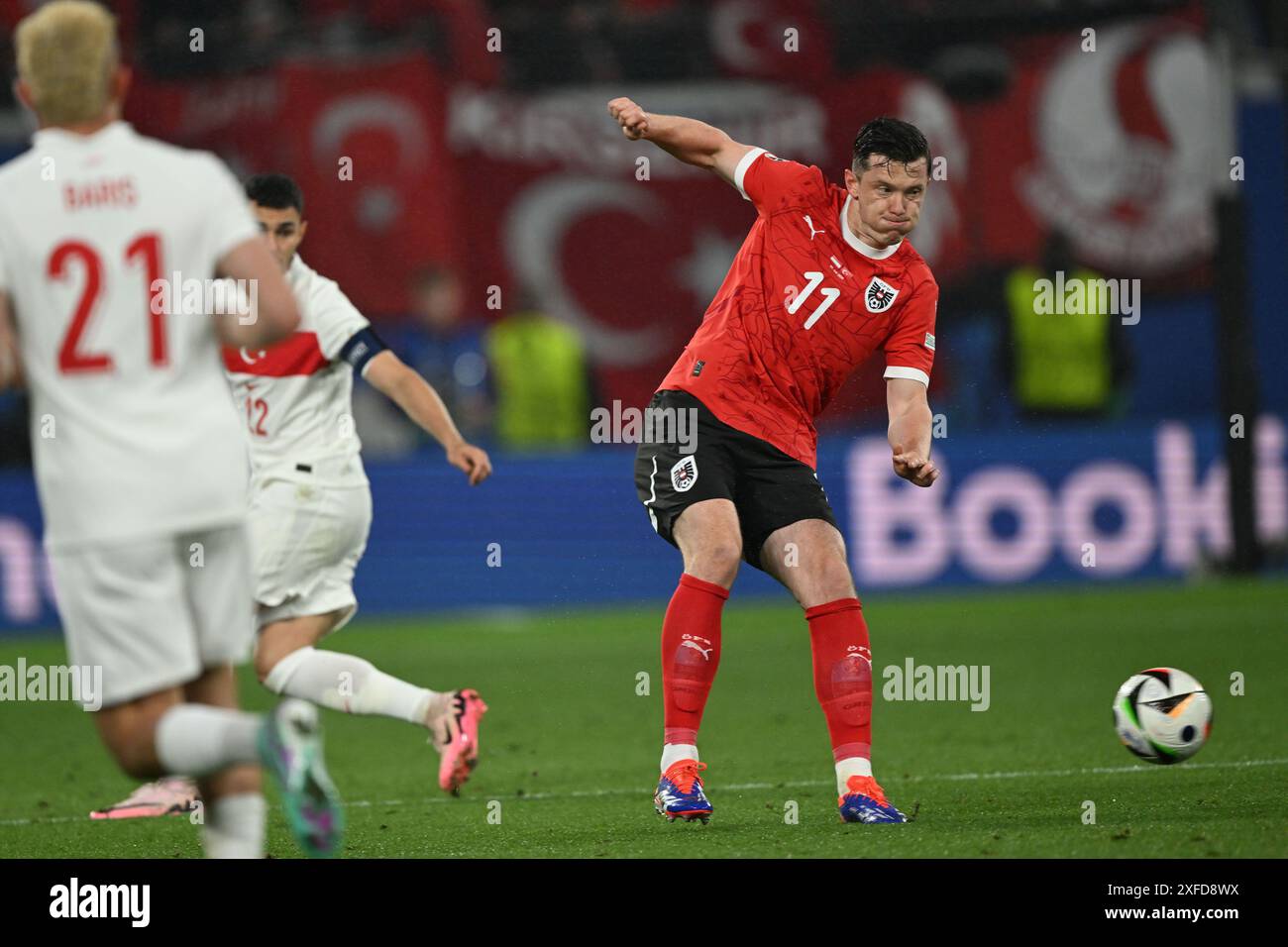 Michael Gregoritsch (Austria)Kaan Ayhan (Turkiye) during the UEFA Euro ...