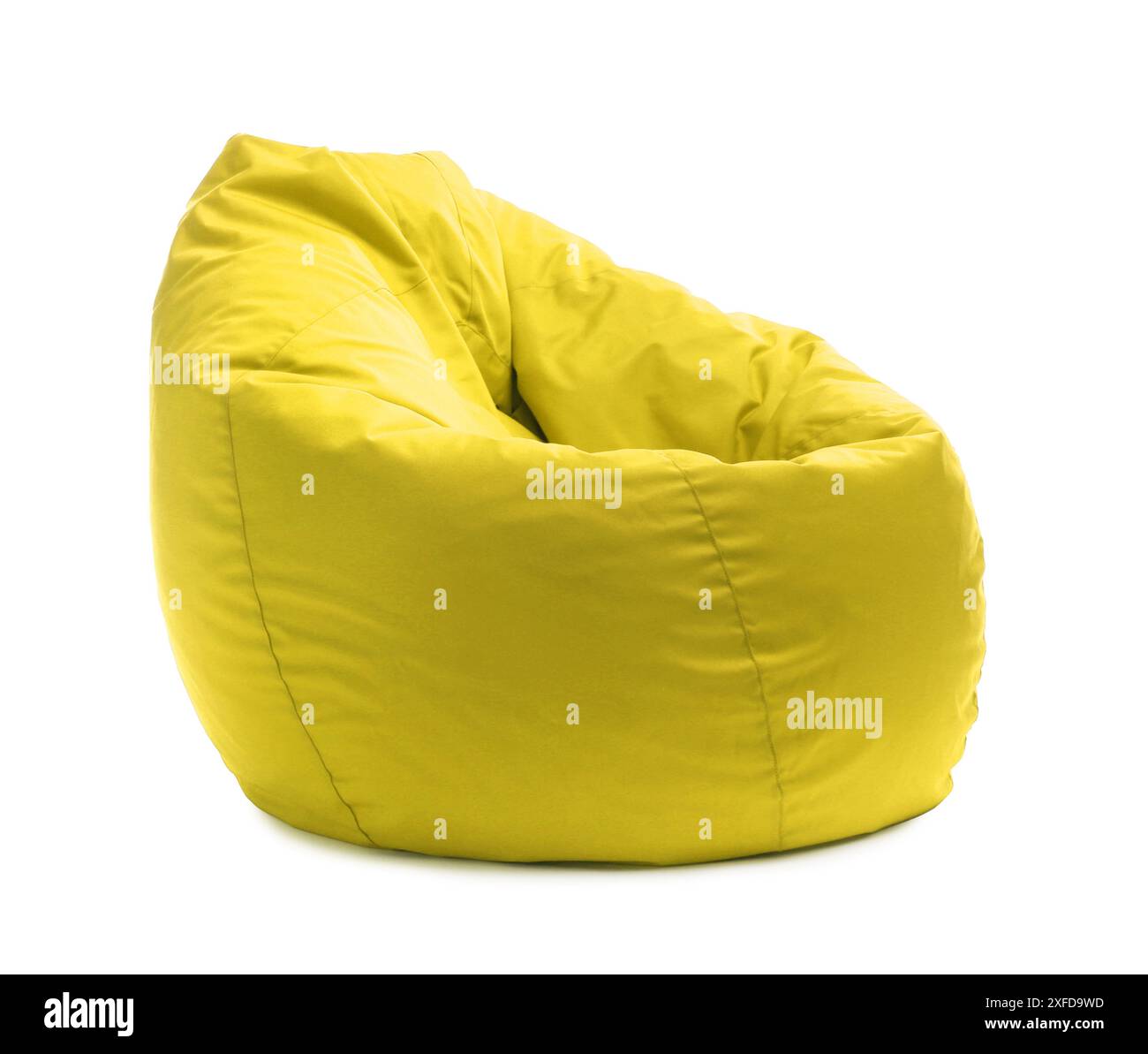 One yellow bean bag chair isolated on white Stock Photo - Alamy