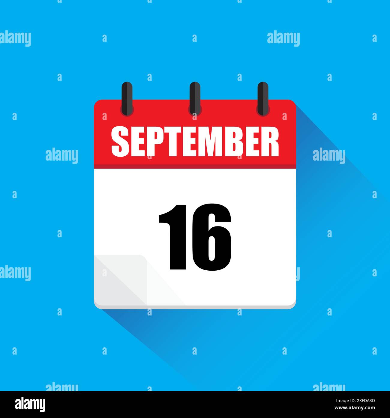 Calendar icon illustration. September sixteen. Red and white design ...