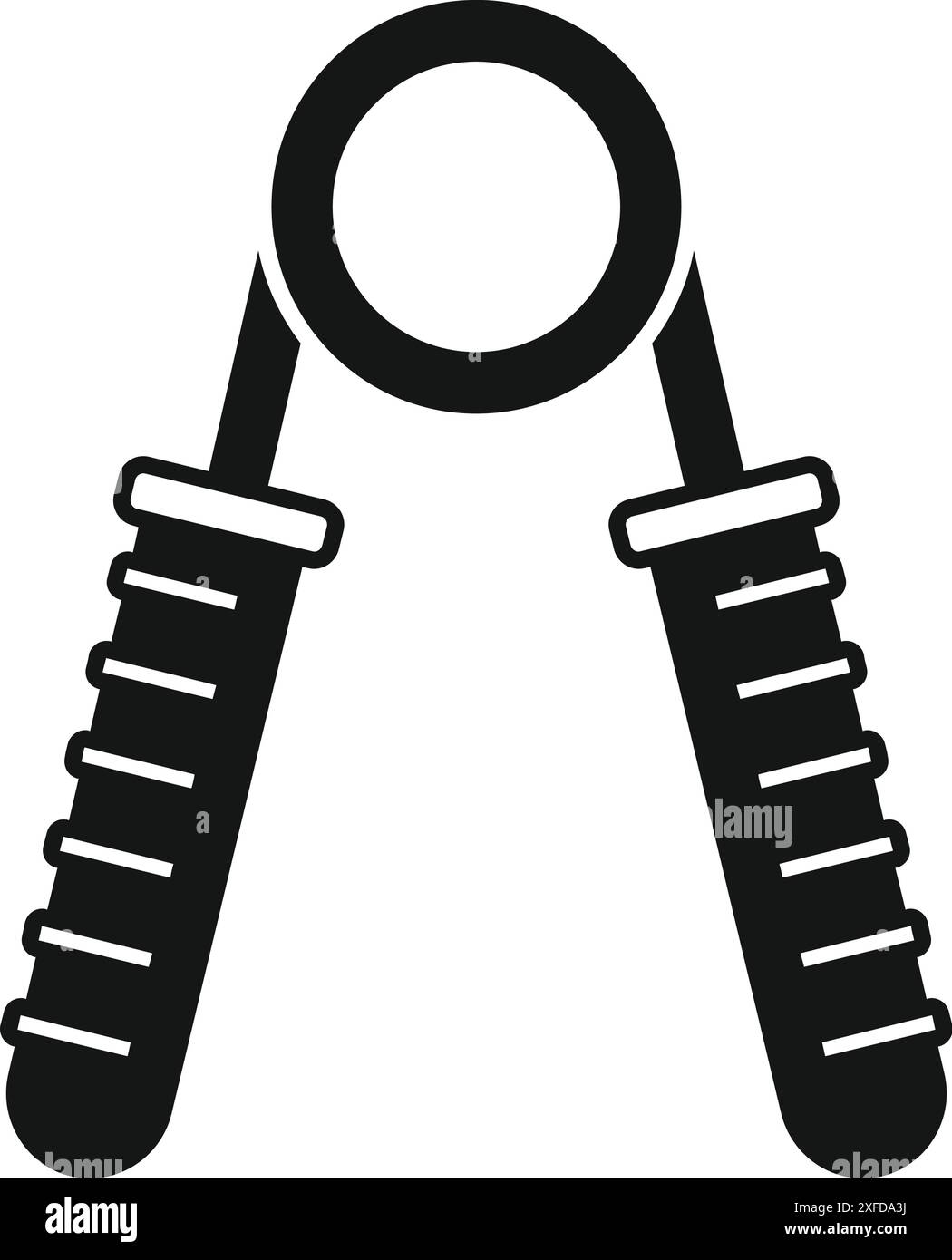 Black and white icon of a hand grip exerciser squeezing to improve grip ...