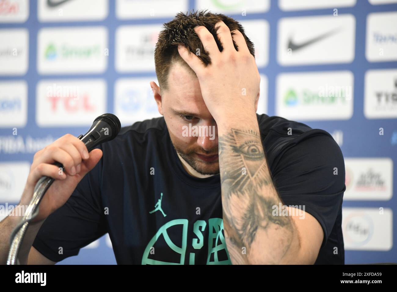 Luka Doncic (Slovenia) press conference. FIBA Olympic Qualifying ...