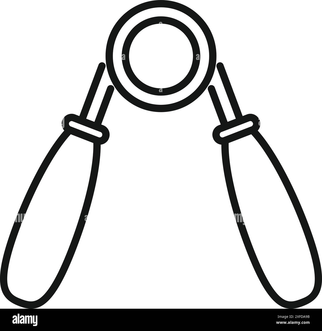 Black and white line drawing of a hand grip fitness exerciser, ideal ...