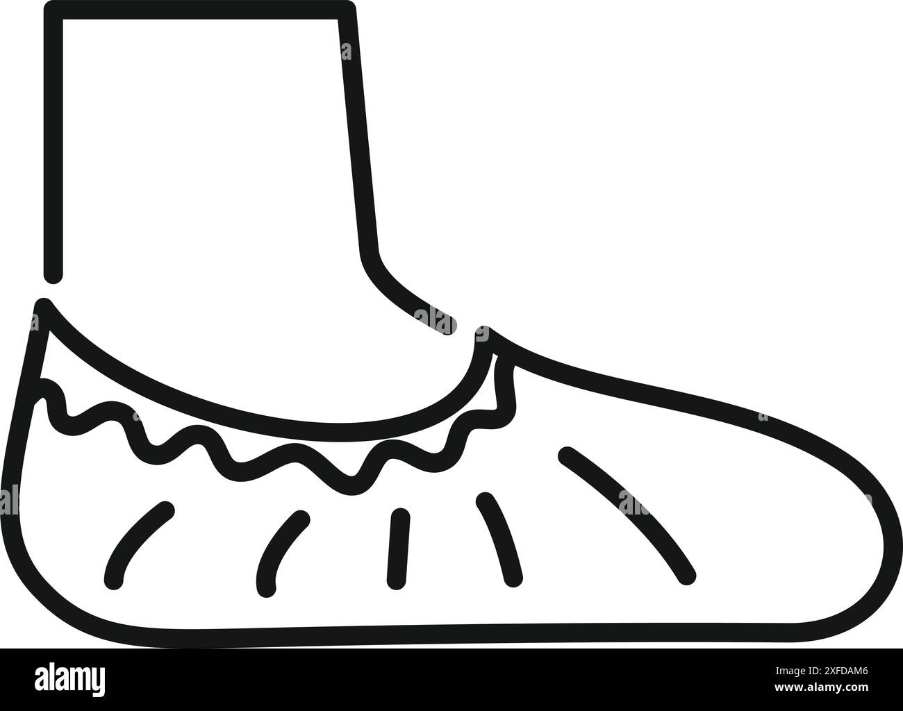 Line drawing of a shoe cover protecting a floor from dirty footwear ...