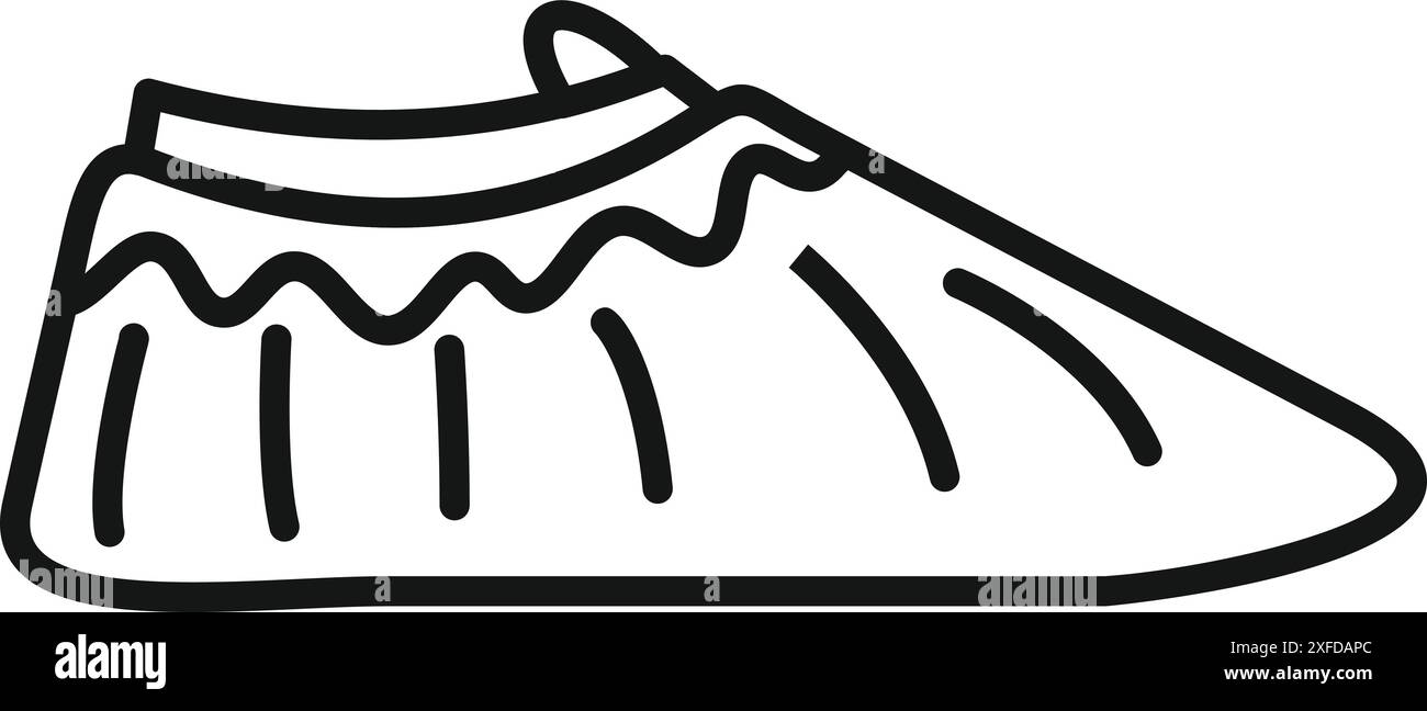 Simple line drawing of a protective shoe cover, often used in medical ...