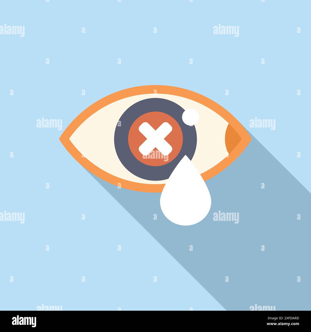 Human eye crying showing negative emotion with tear drop and cross sign ...