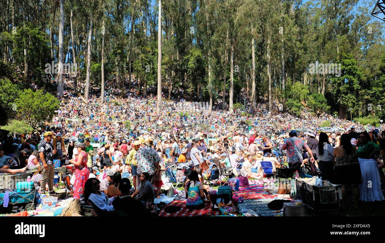 Fans enjoying the sun and warm weather at the Stern Grove Festival, a ...