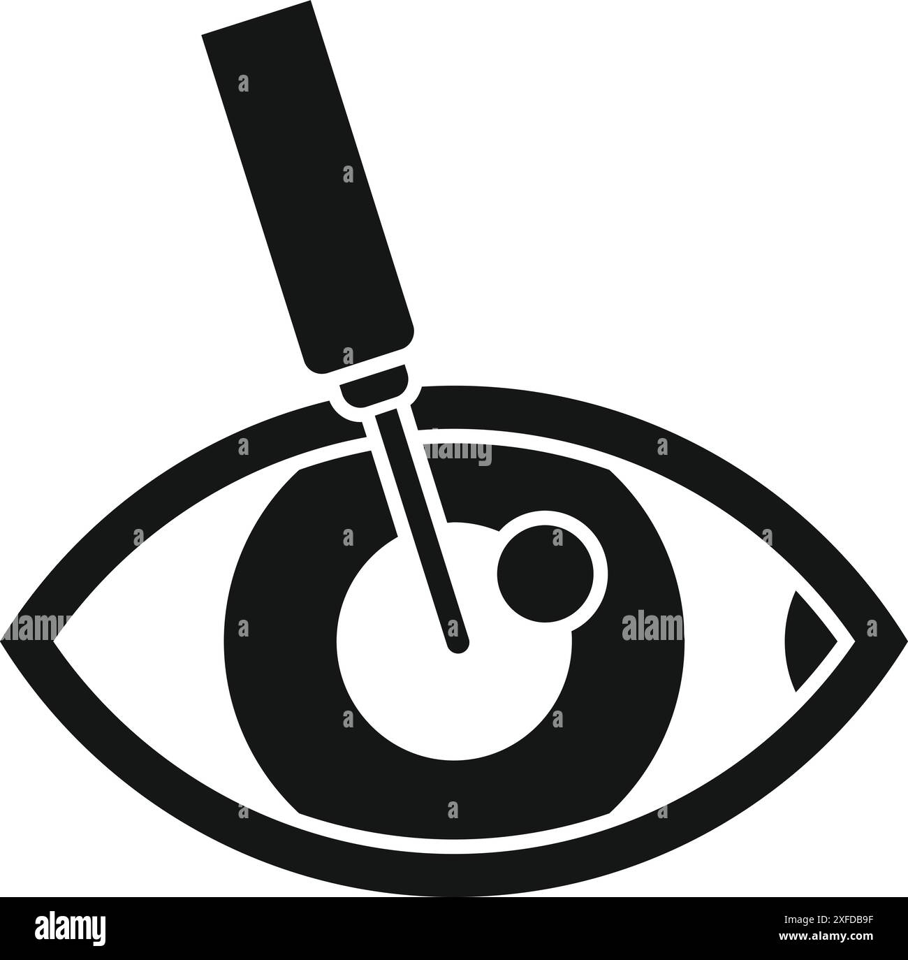 Black and white icon of an ophthalmologist treating a patient's eye ...