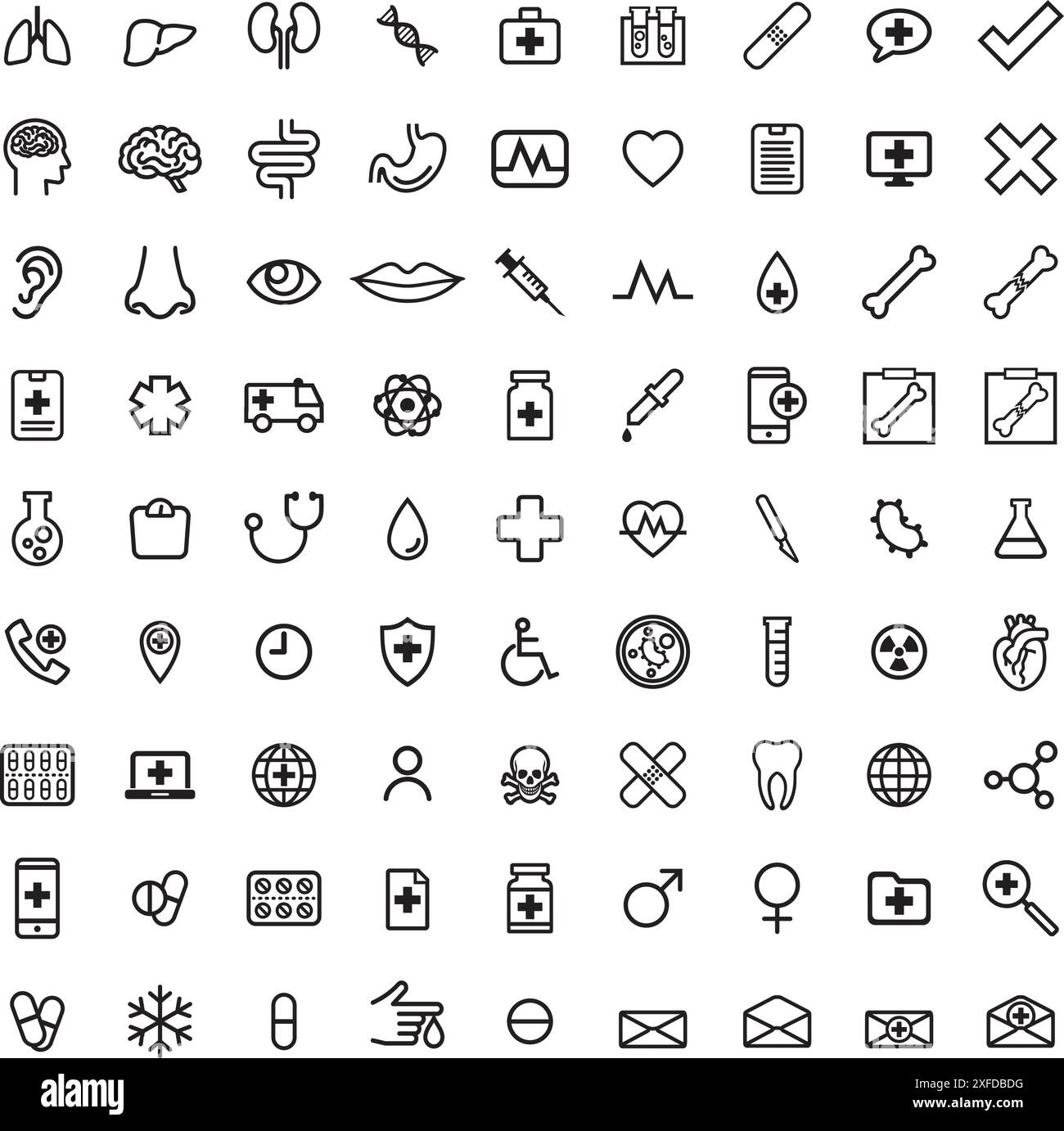Set of vector medical line icons. Medicine and health signs and symbols ...