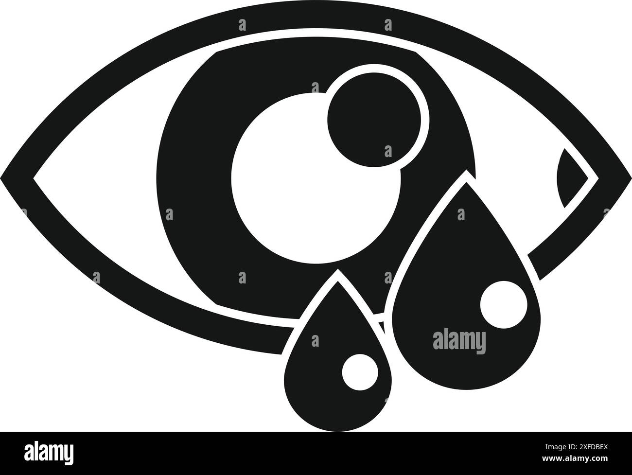 Black and white icon of a human eye crying showing sadness and sorrow ...