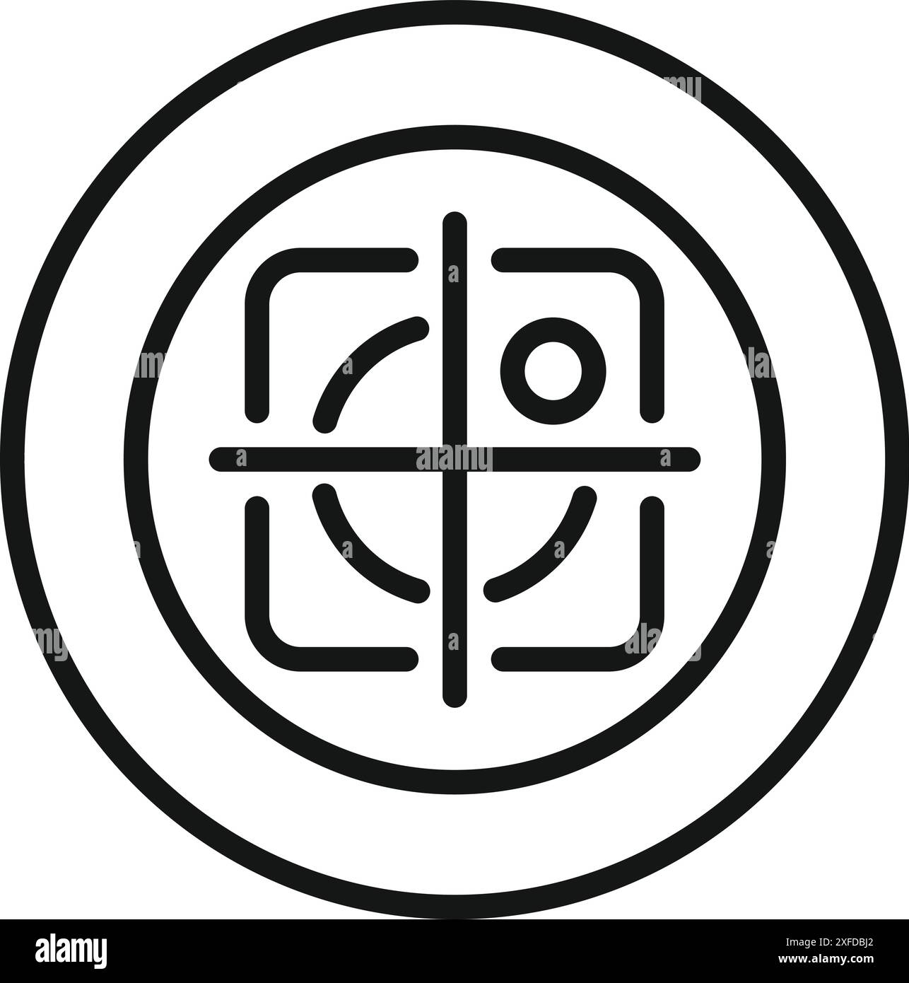 Sniper scope focusing on target with crosshair and circle aiming sign ...