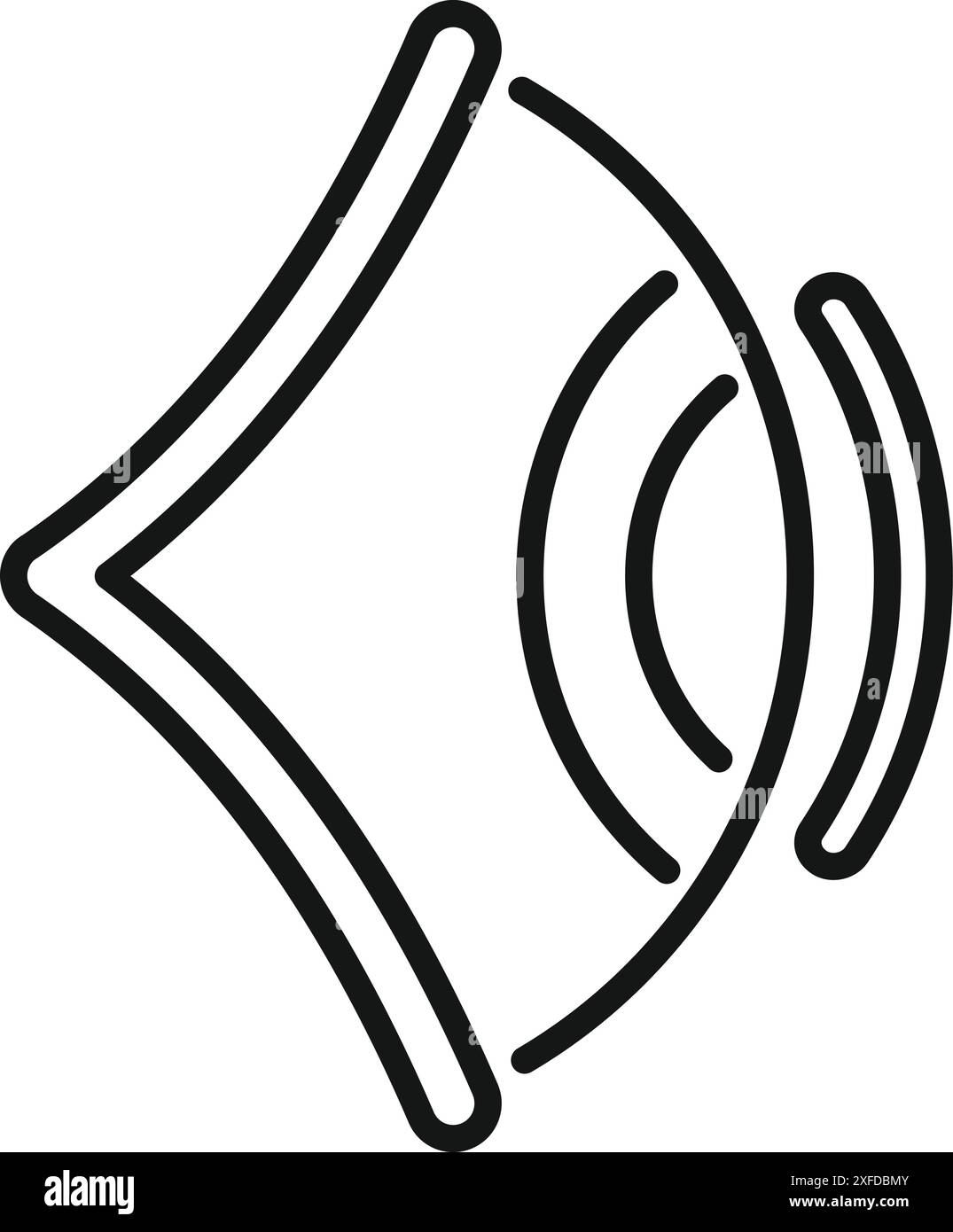 Simple icon of sound waves being reflected by a surface, illustrating ...