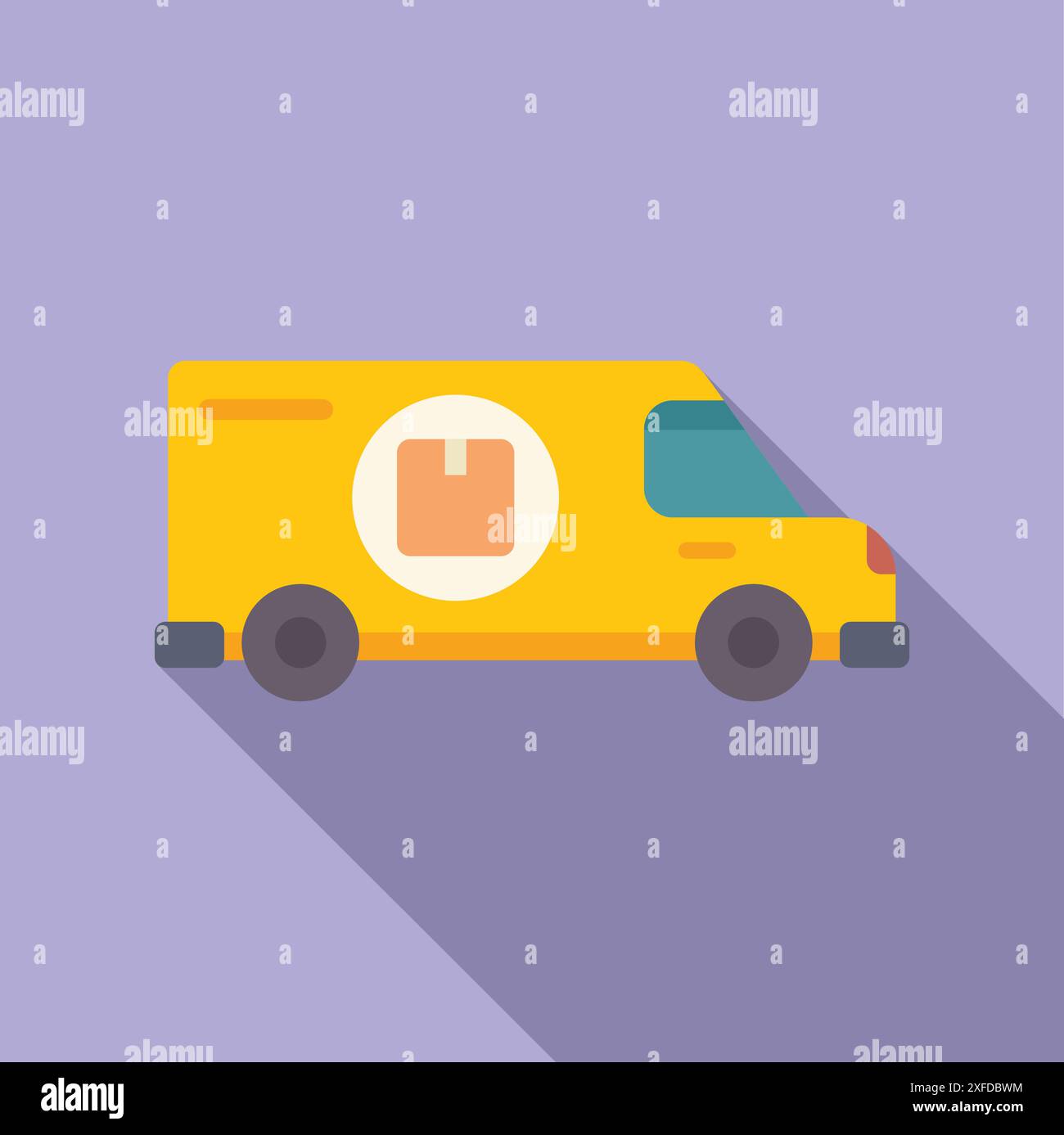 Yellow delivery van delivering a package illustration Stock Vector Image & Art - Alamy