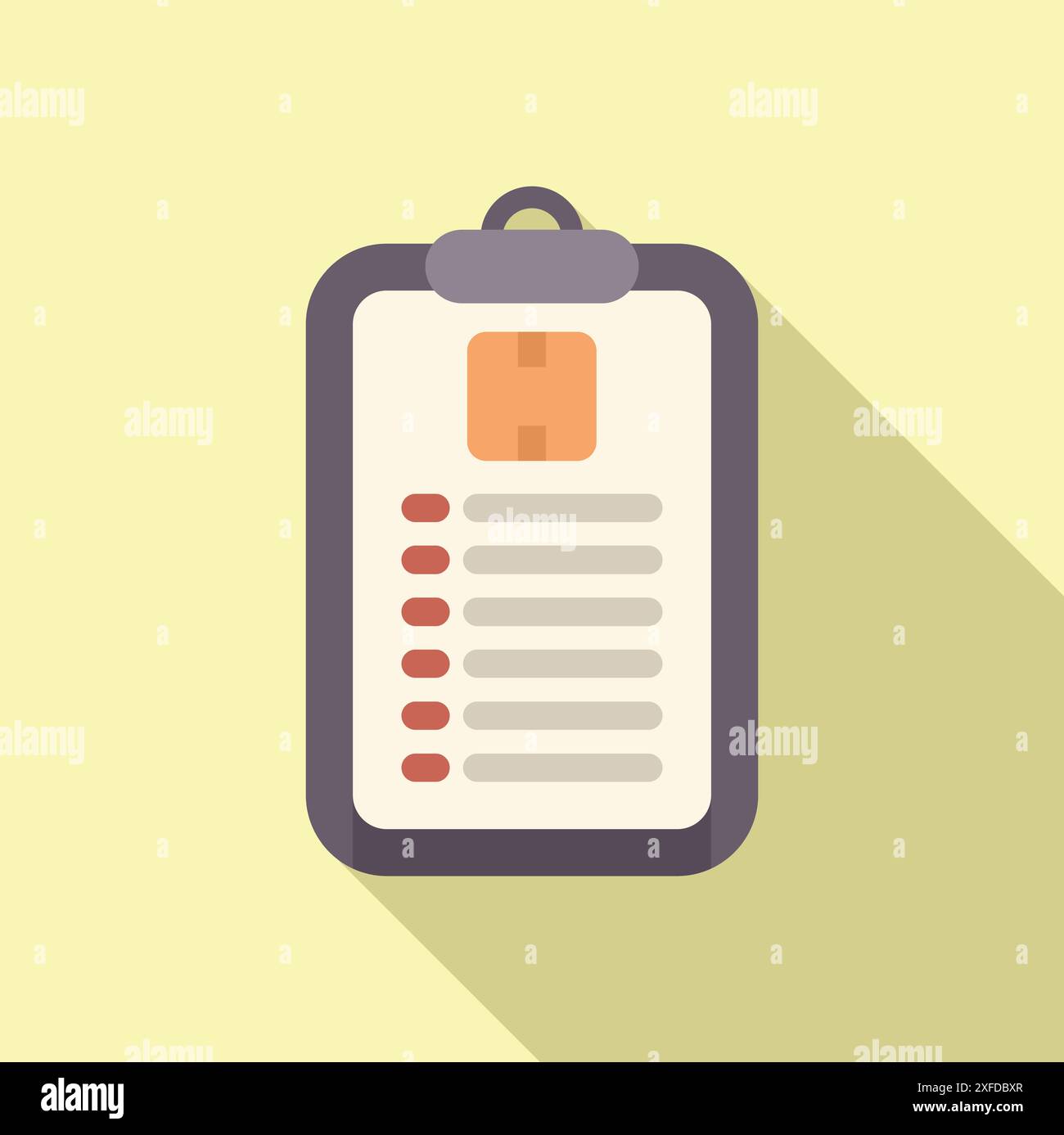 Clipboard showing delivery checklist with cardboard box icon, concept ...