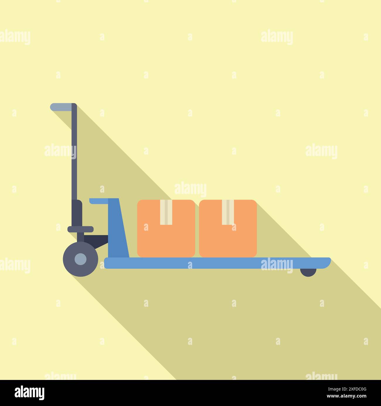 Hand truck carrying two cardboard boxes, commonly used for delivery ...