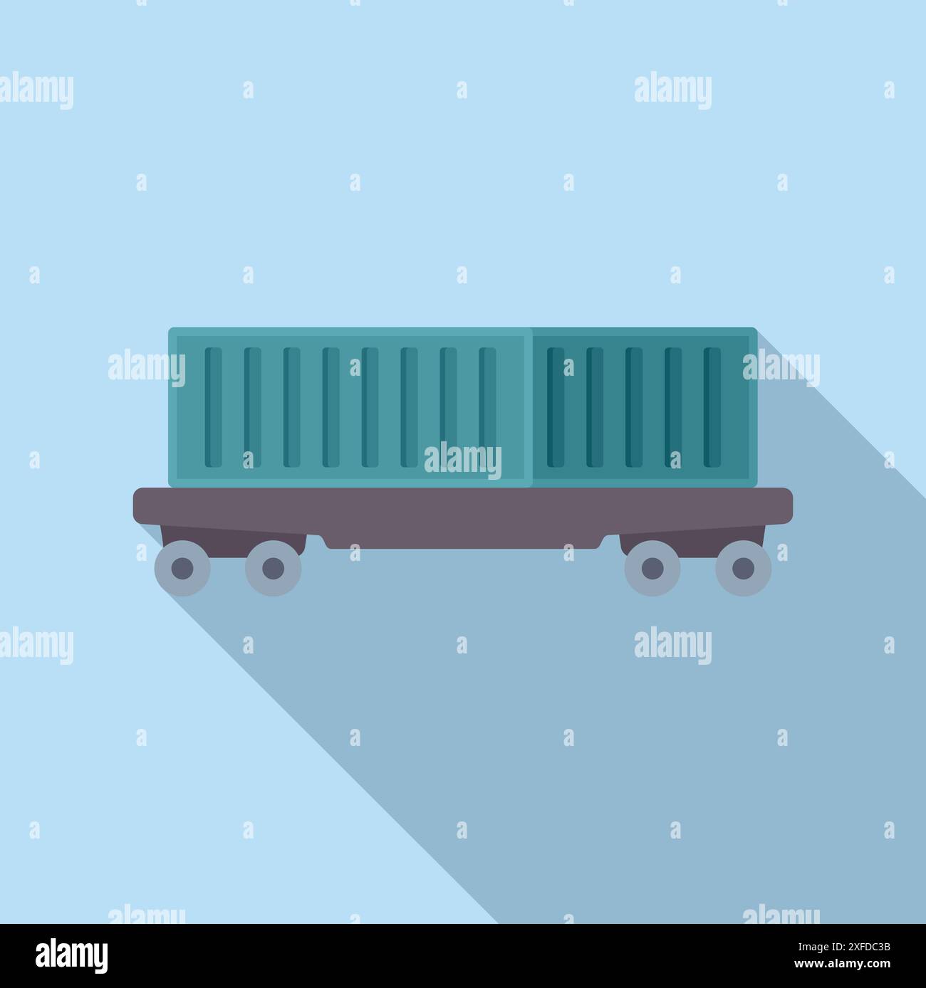 Train wagon carrying cargo container transporting goods for import and ...