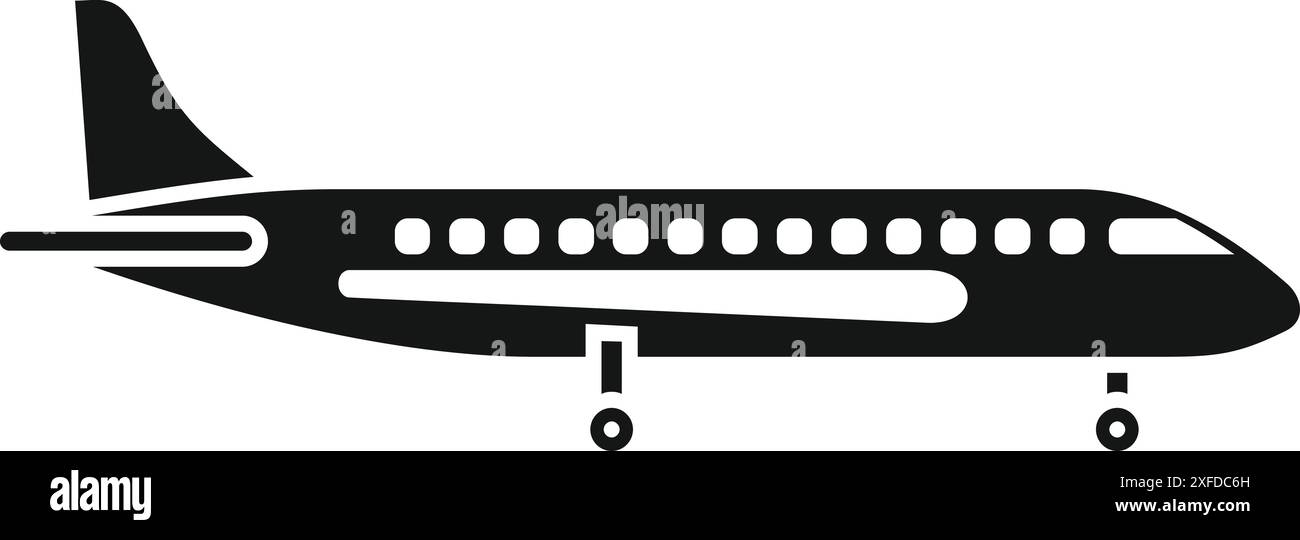 Big airplane passenger jet plane is taking off from runway, side view ...