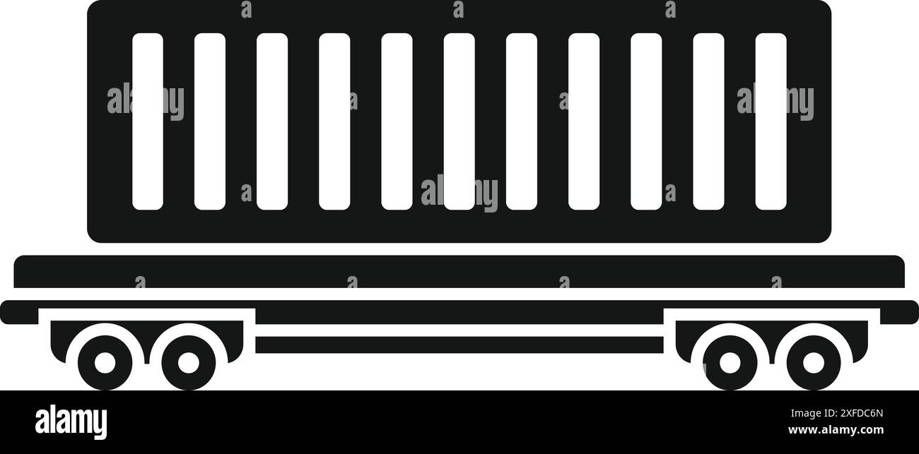 Simple icon of a railway platform carrying an intermodal container ...