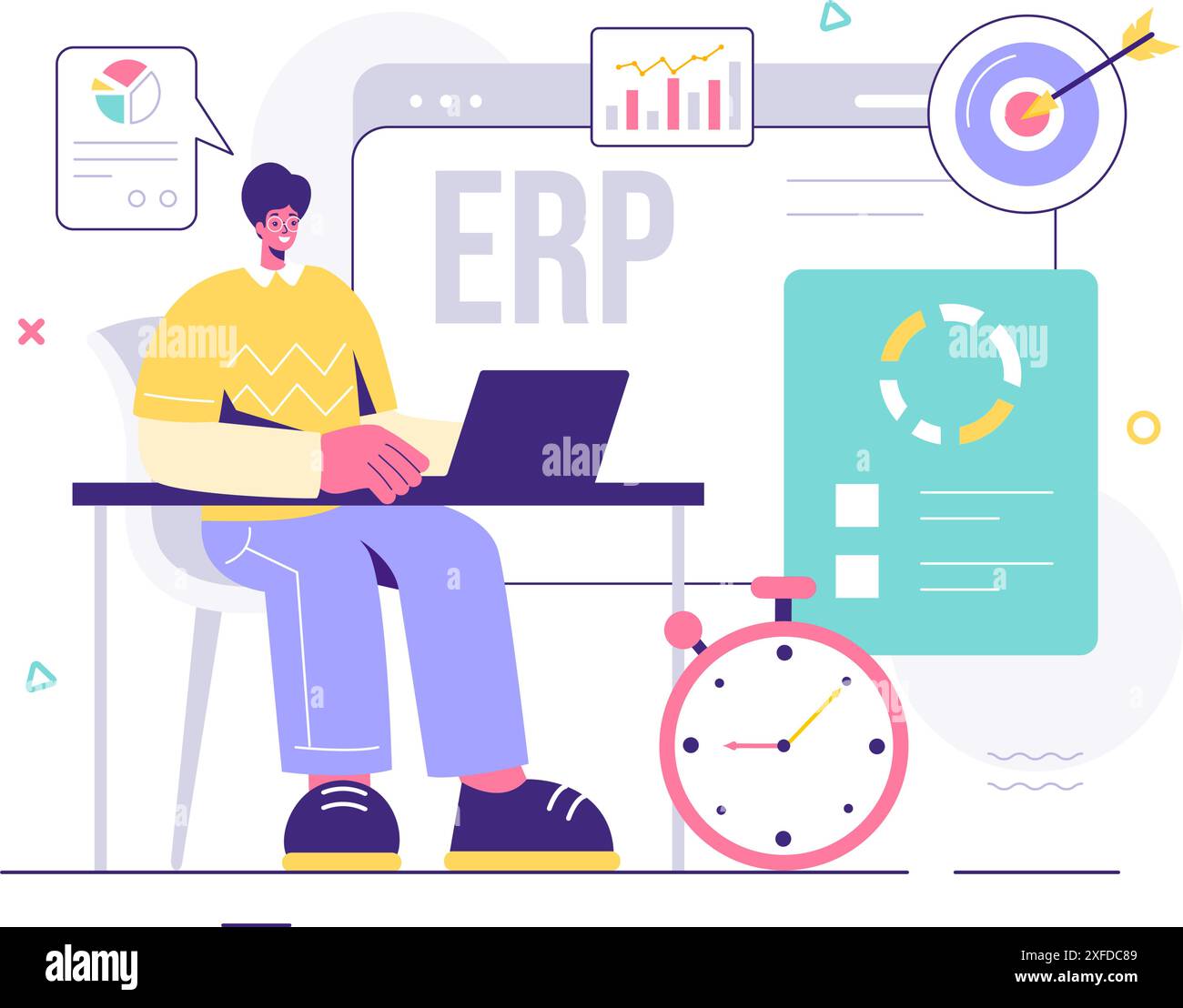 ERP Enterprise Resource Planning System Vector Illustration with ...