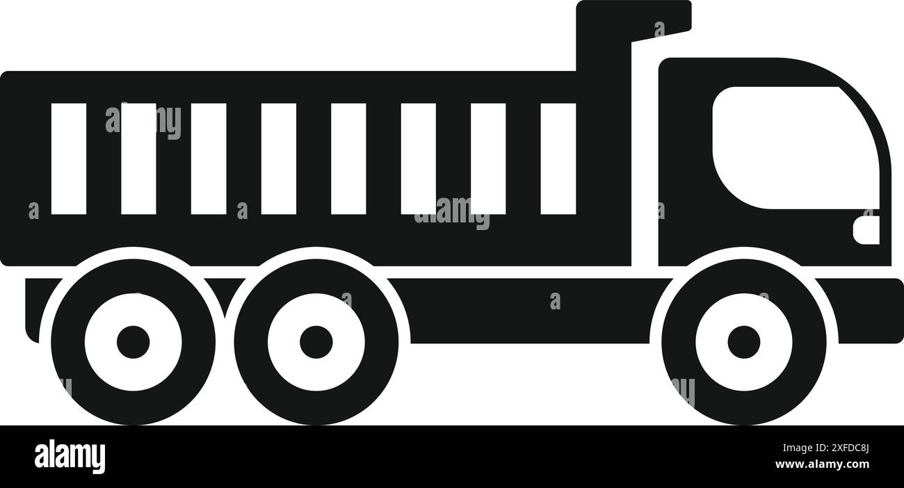 Black and white silhouette of a tipper truck carrying building ...