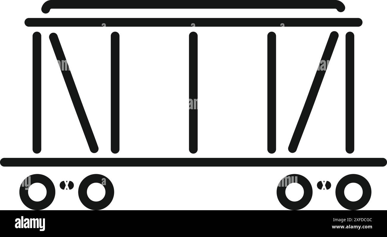 Simple line drawing of an empty train car with a flat platform waiting ...