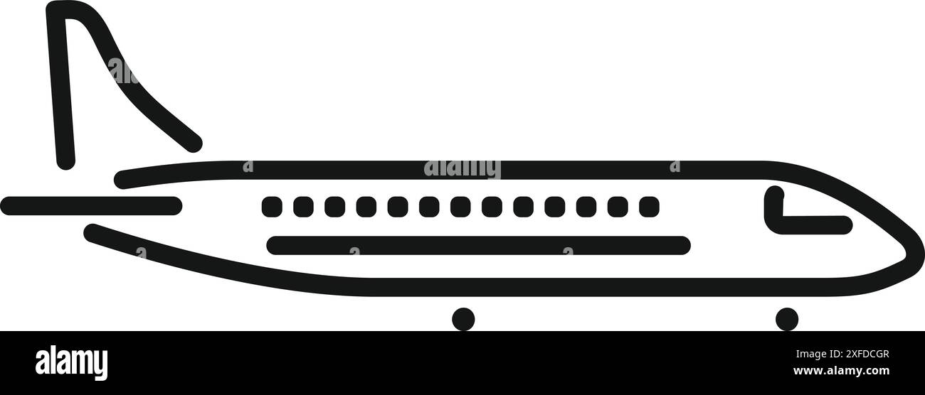 Simple line art icon of a large passenger airplane taking off from the ...