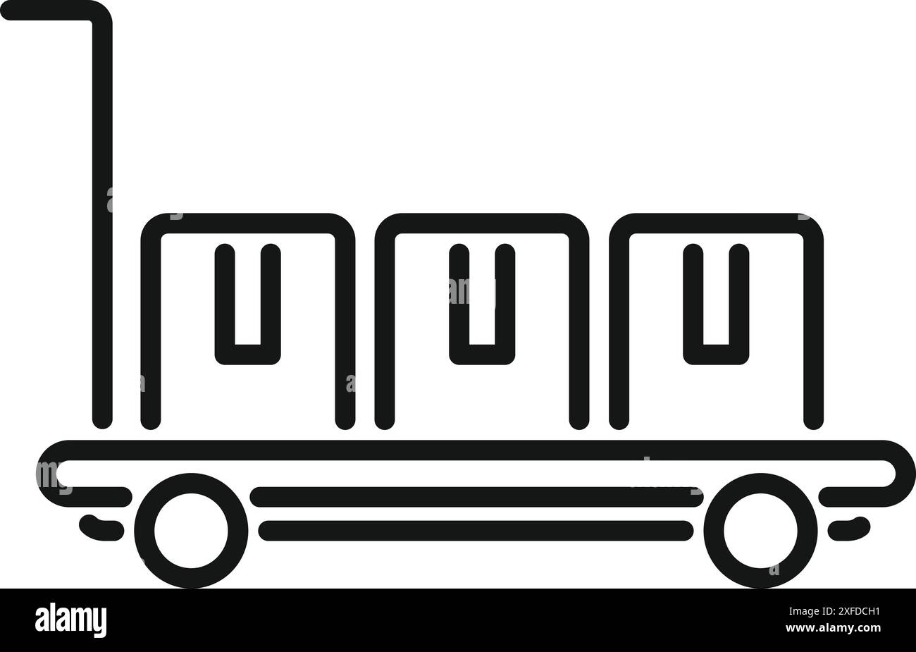 Simple icon representing a warehouse trolley carrying boxes on its ...