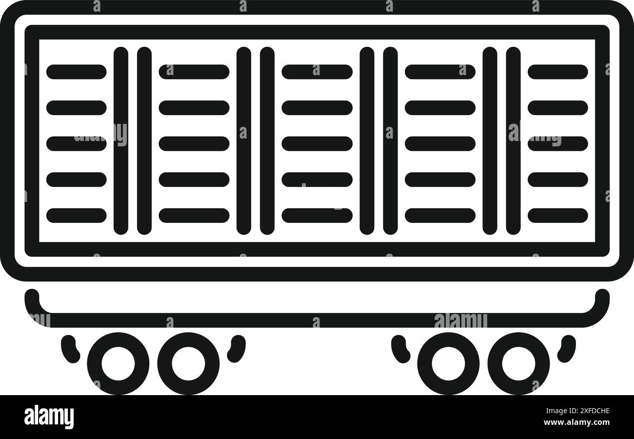 Simple line icon of a train wagon delivering cargo on a railway track Stock Vector Image & Art ...