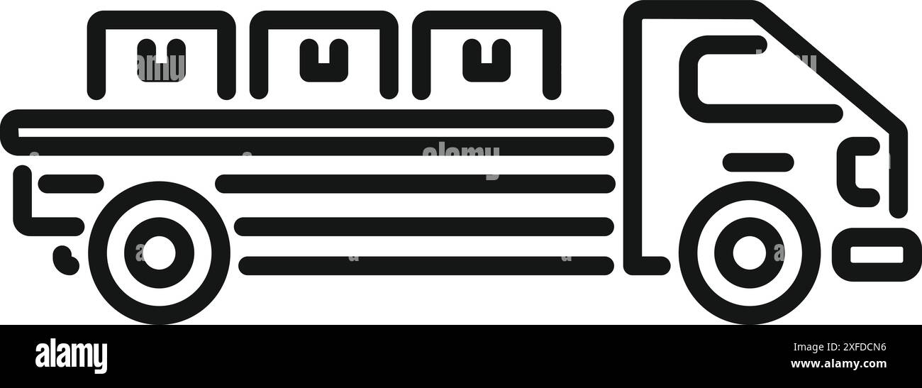 Line art illustration of a delivery truck carrying goods, perfect for ...