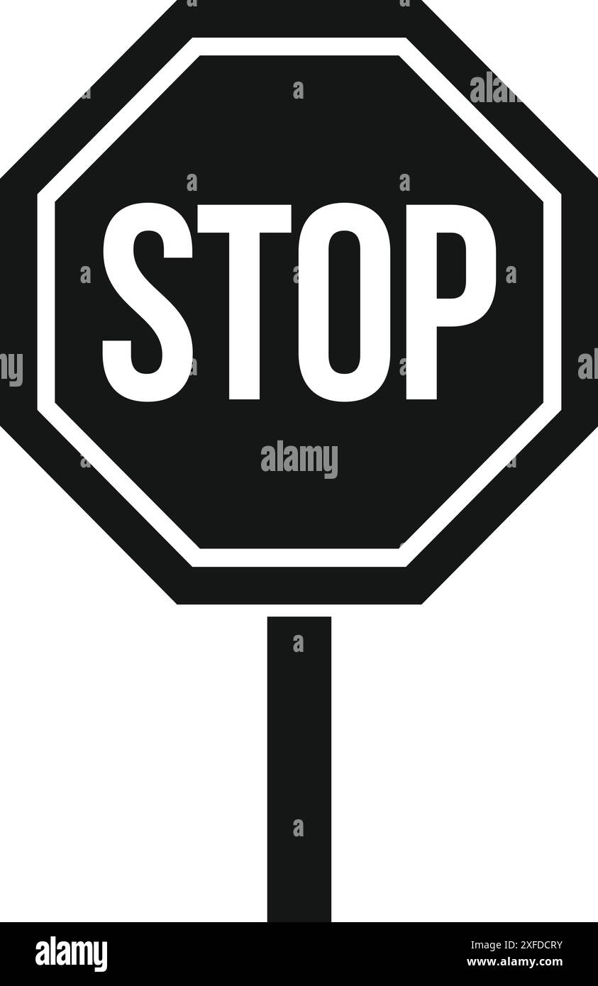 Black and white stop sign standing on a pole, showing stop signal Stock ...