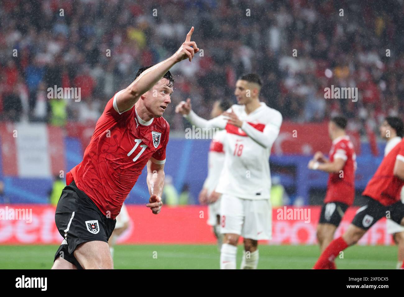 Leipzig. 2nd July, 2024. Michael Gregoritsch of Austria celebrates ...