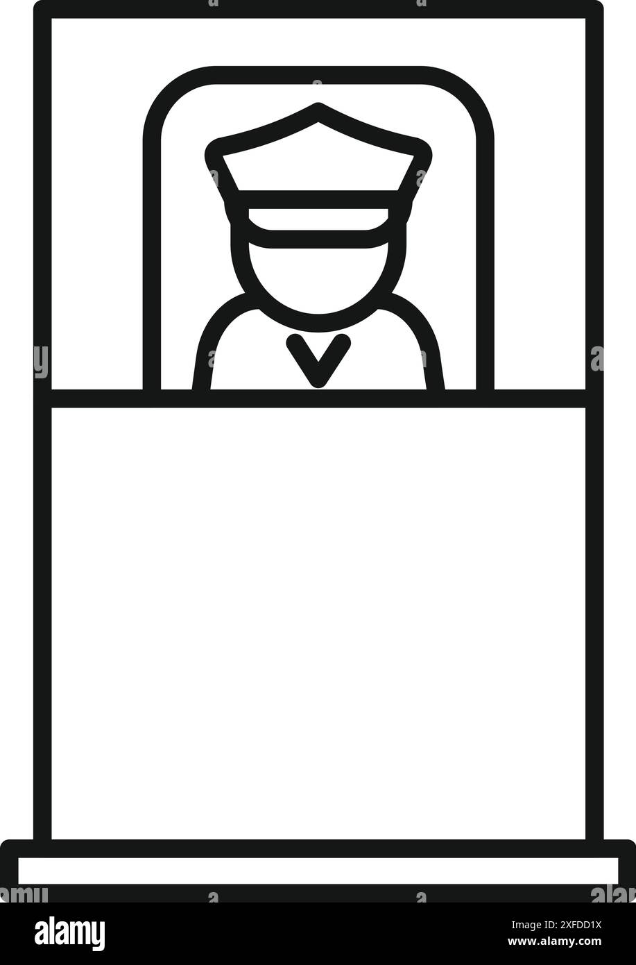 Police officer working inside a checkpoint booth, ensuring public ...