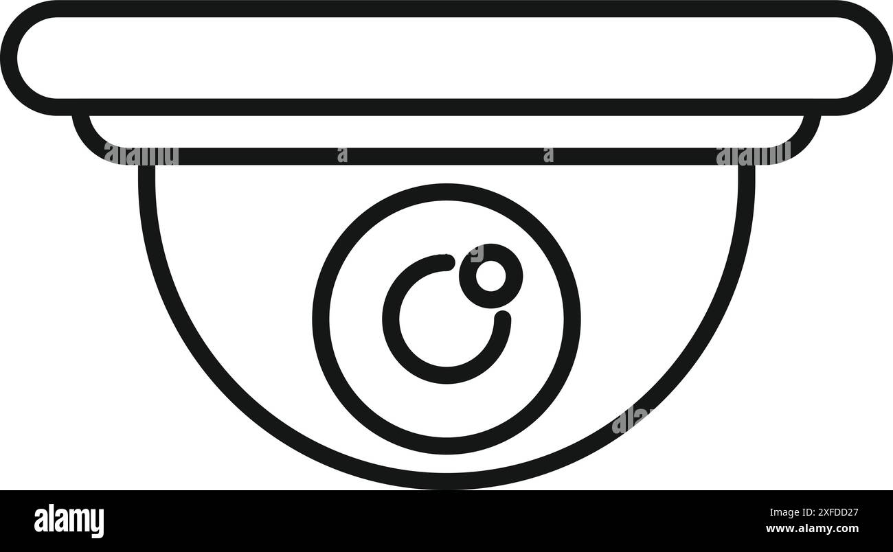 Minimal line art illustration of a cctv dome security camera observing ...