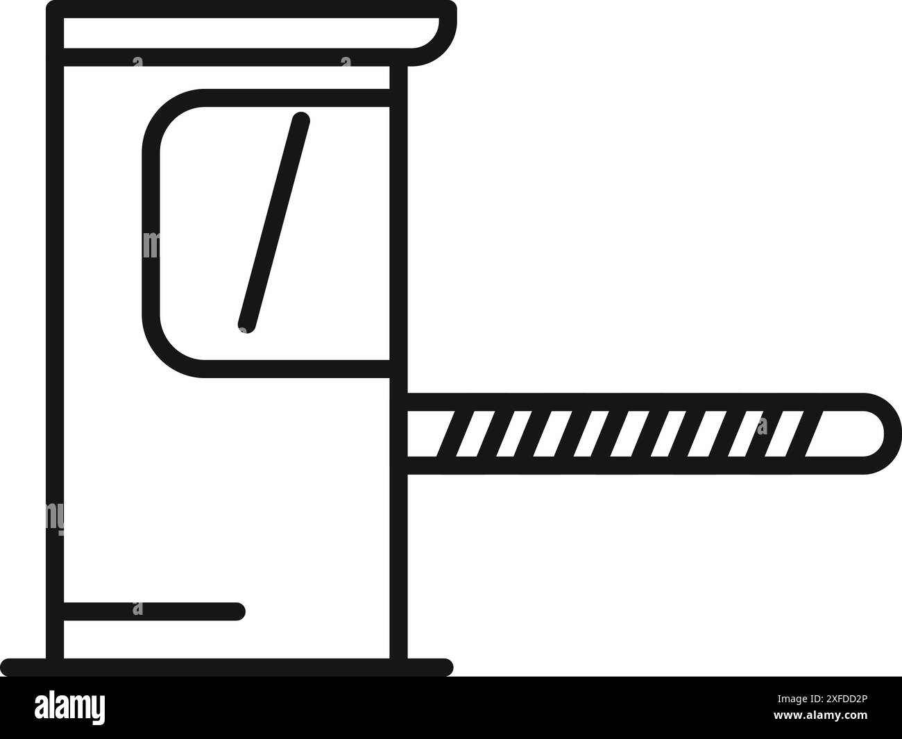 Simple line icon of a car park barrier arm being raised to allow a ...