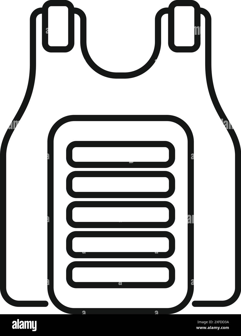 Line drawing of a bulletproof vest offering protection from firearms ...