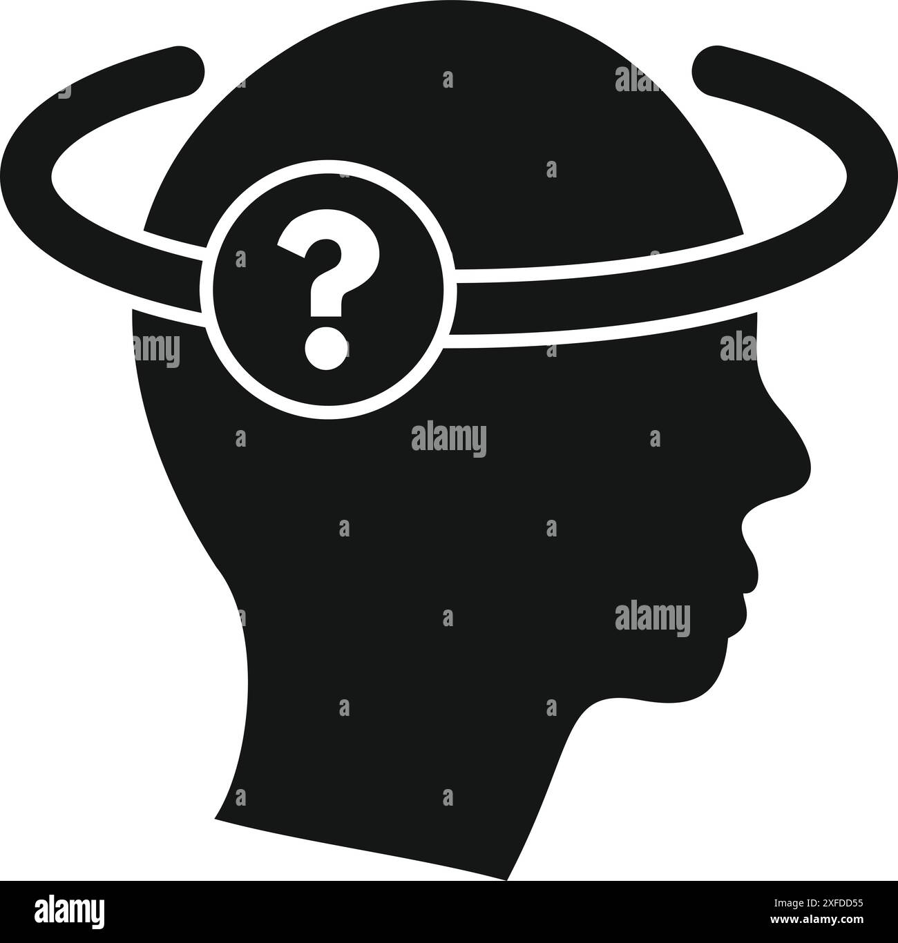 Head silhouette with question mark Black and White Stock Photos ...