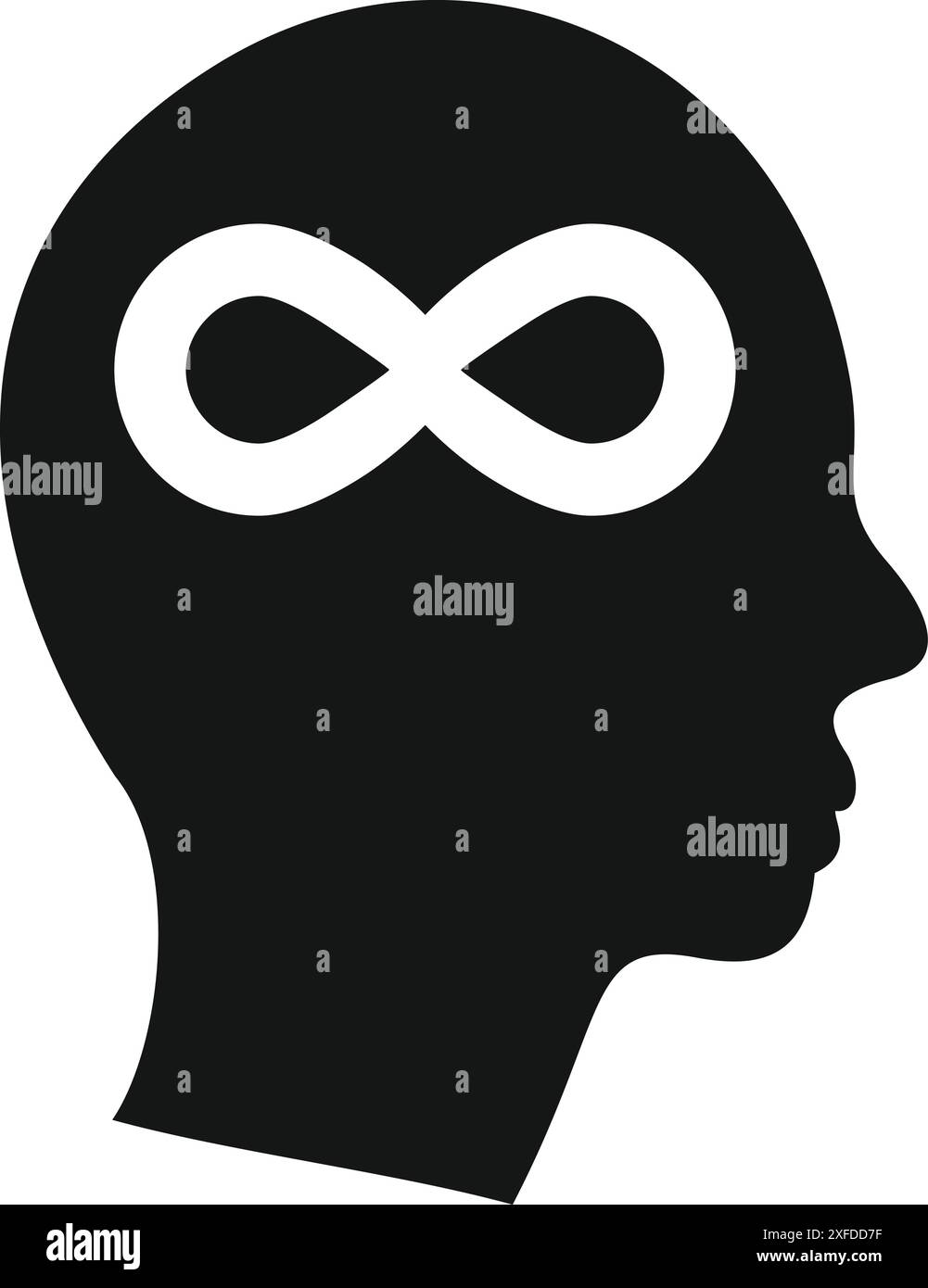 Black silhouette of a human head profile featuring a white infinity ...