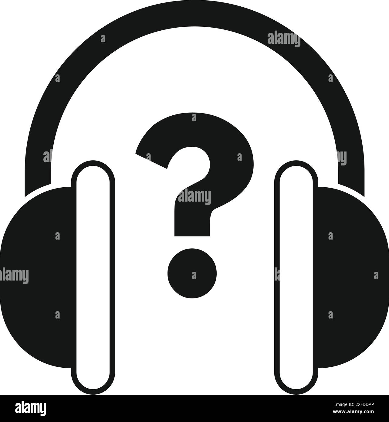 Black silhouette of headphones with question mark, representing online support and frequently ...