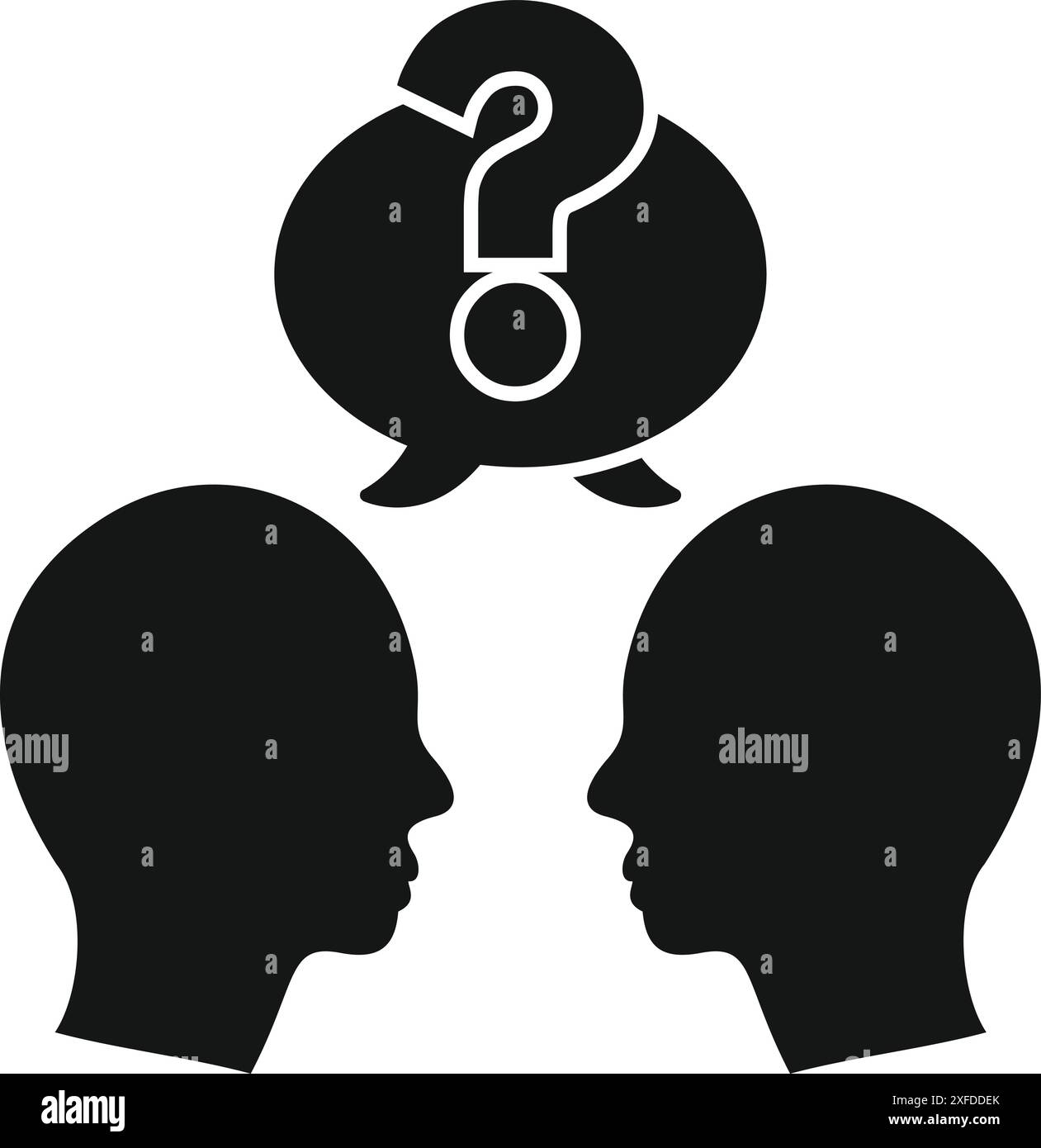 Two people are thinking about a solution to a problem with a question ...