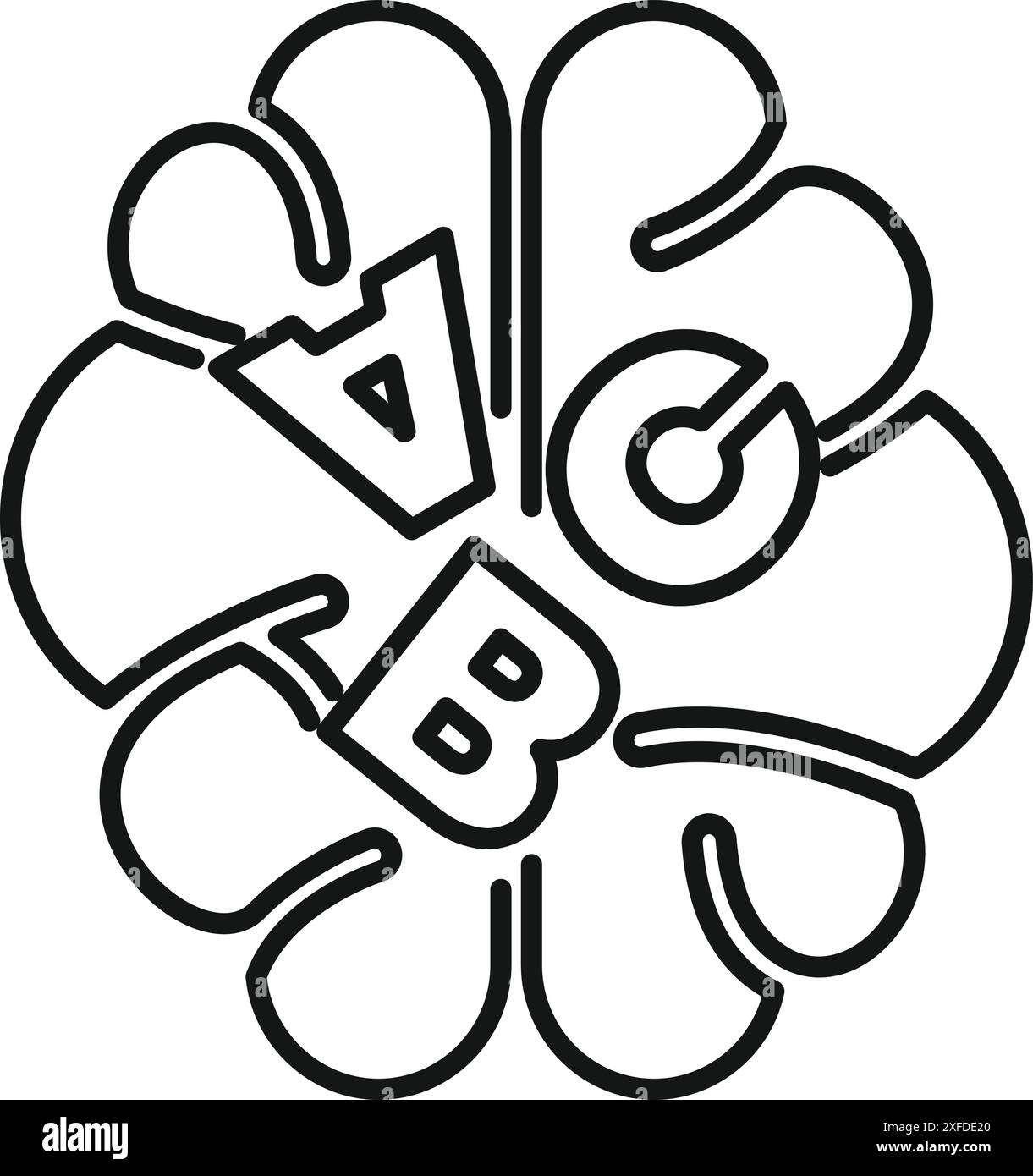 Line art illustration of a brain working on a formula for vitamin b ...