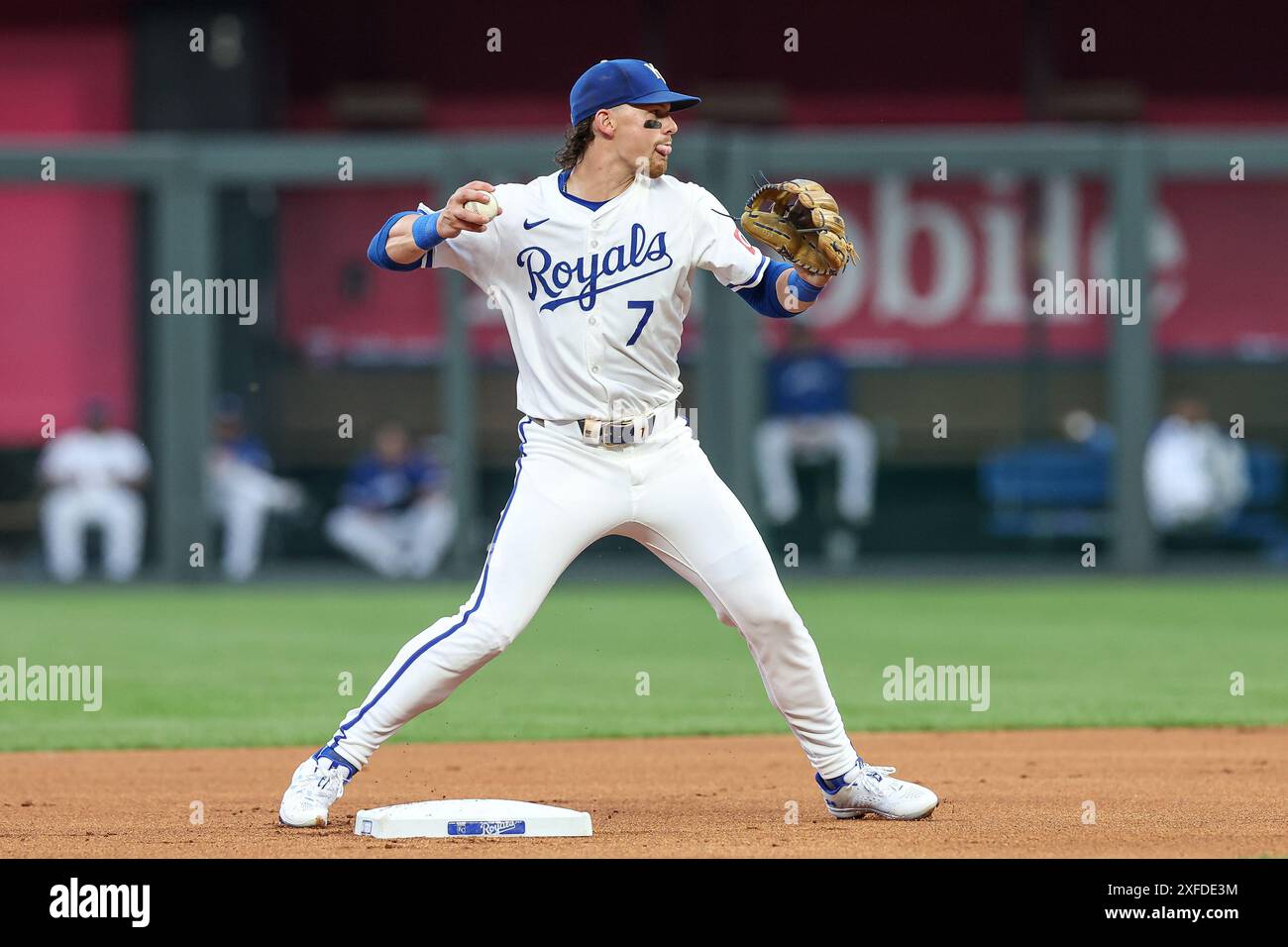 July 2, 2024: Kansas City Royals shortstop Bobby Witt Jr. (7) throws to ...