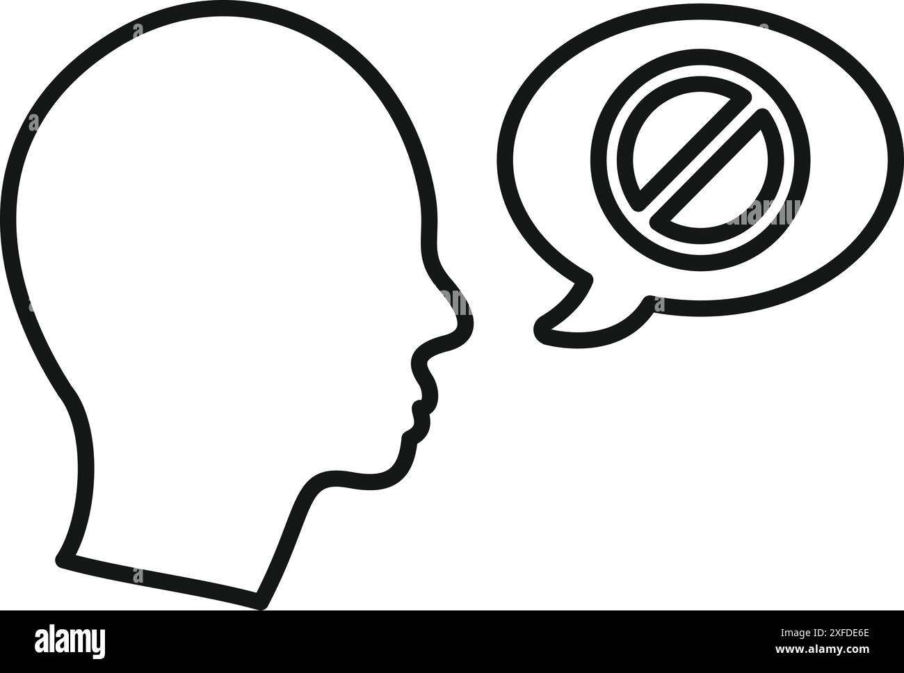Line art illustration of a man thinking about censorship with a ...