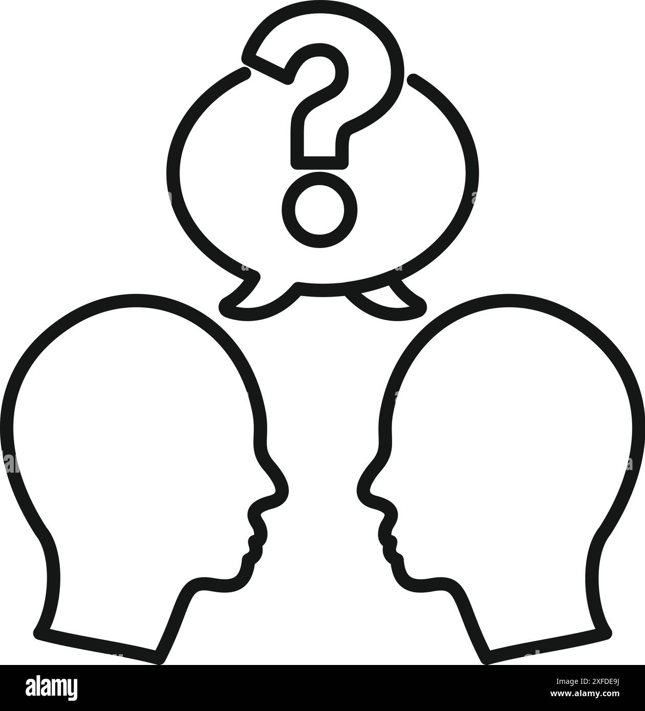 Two business people are having a discussion under a speech bubble ...