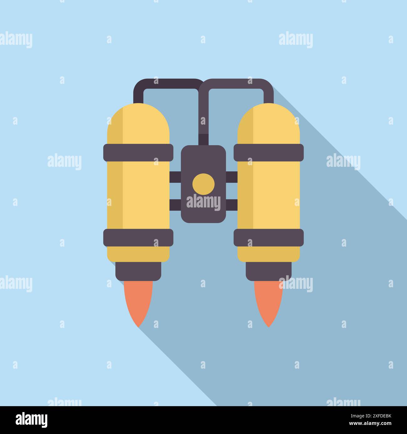 Jetpack with two yellow tanks is flying propelled by fire Stock Vector ...