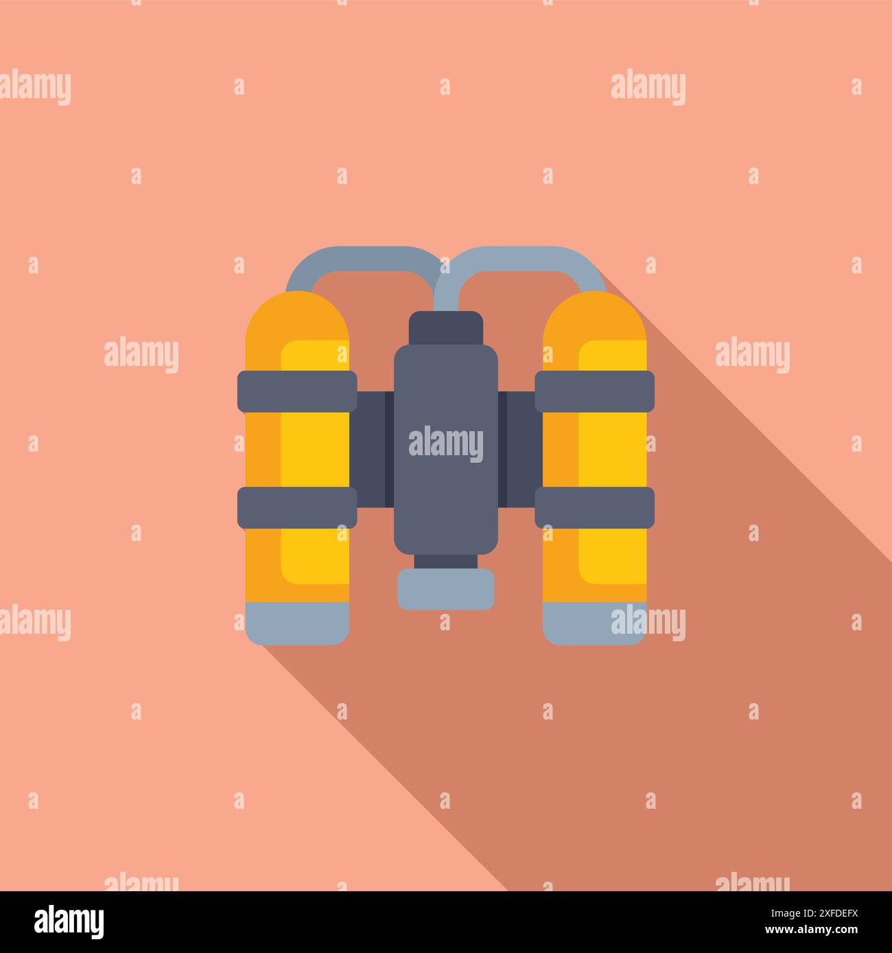 Aqualung with two yellow tanks for breathing underwater is ready for ...