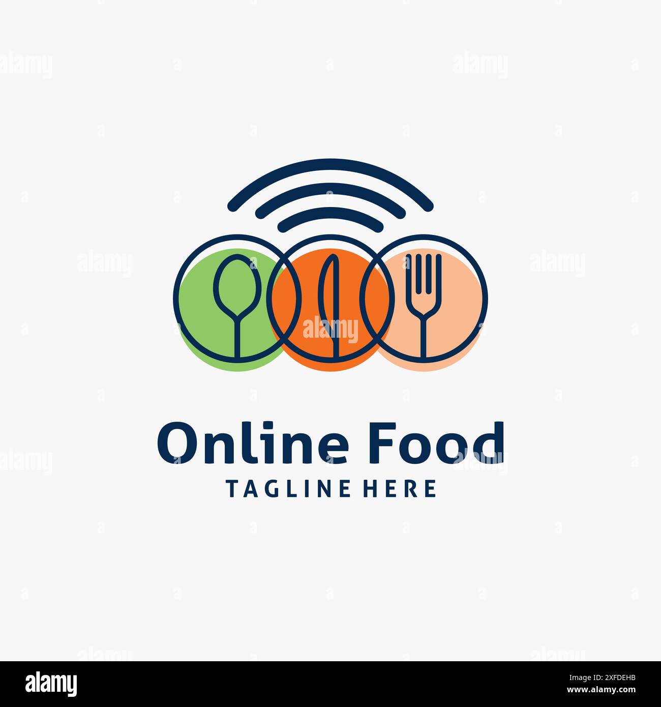 Cutlery and wireless for online food logo design Stock Vector Image ...