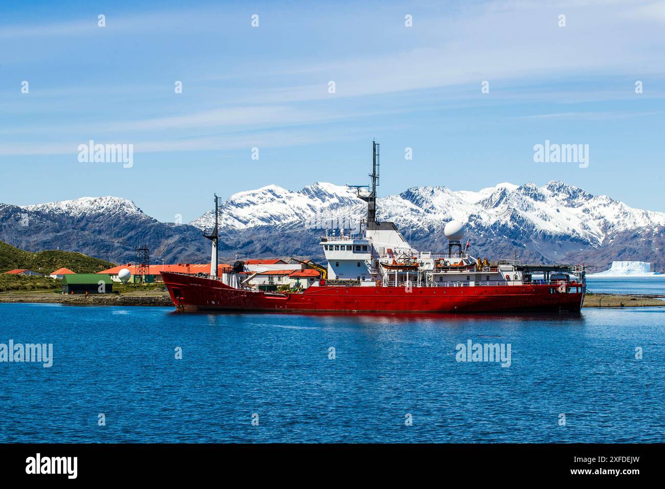 Fishery patrol vessel Pharos SG, berthed in Grytviken, King Edward Cove ...