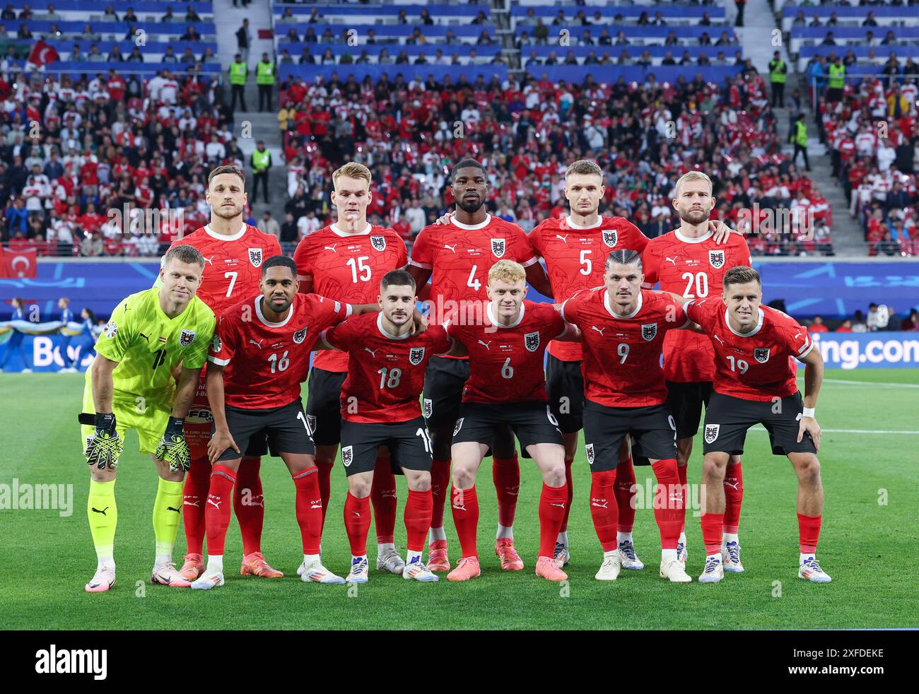 Deguo. 2nd July, 2024. Starters of Austria pose for group photos before ...
