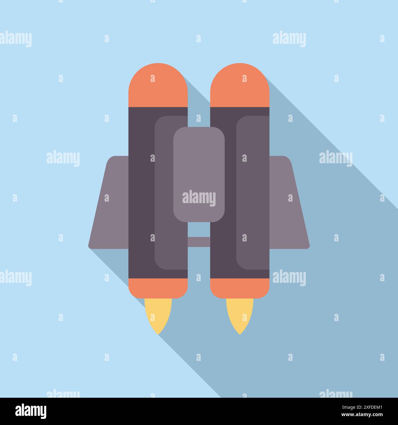 Single isolated flat style icon of a jetpack with burning engines is ...